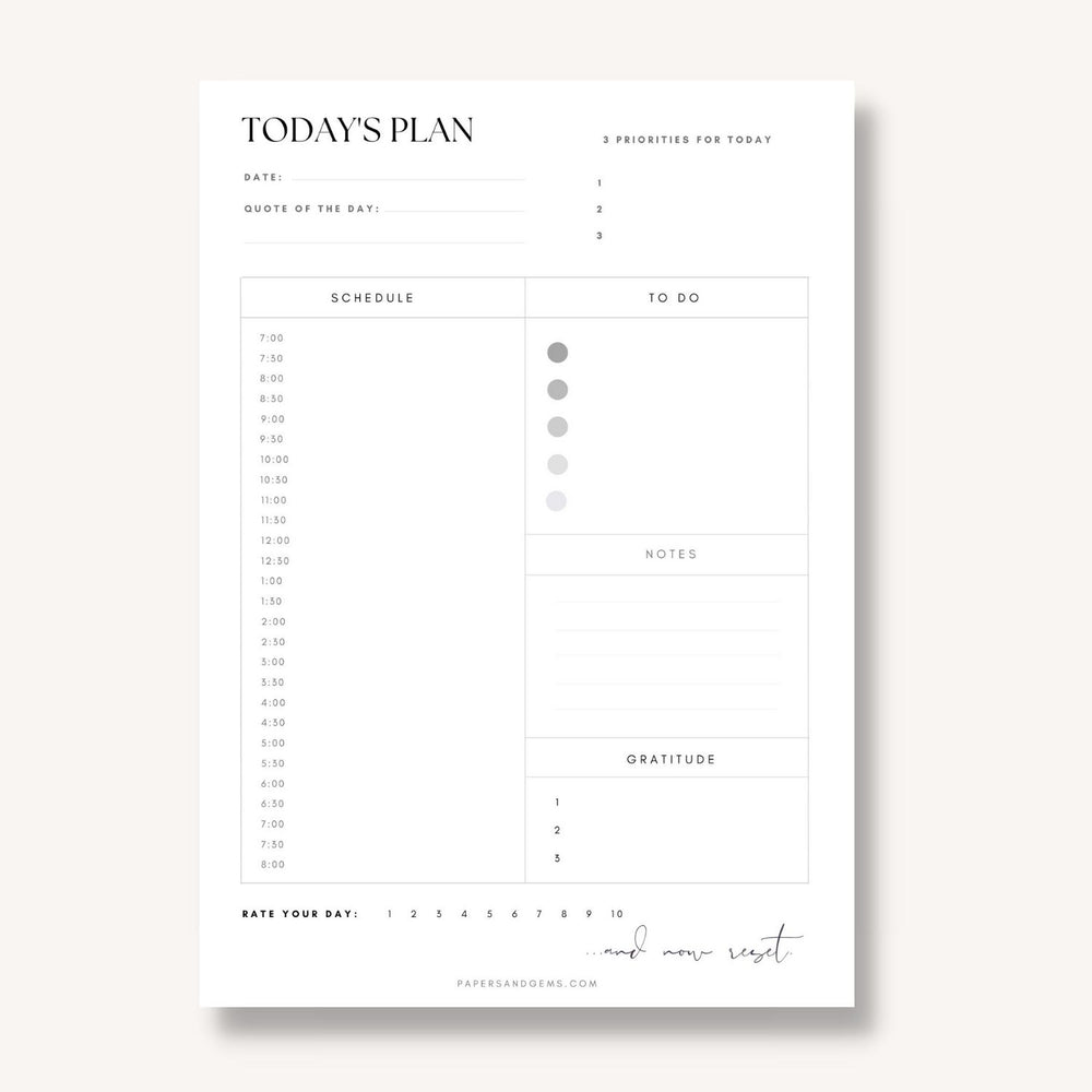 Daily planner pad A4 | 50 tear-off sheets for daily planning