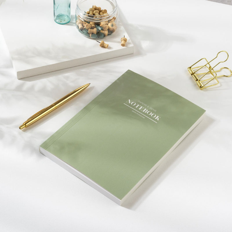 A5 lined lay-flat journal notebook | Sage green – Papers & Gems
